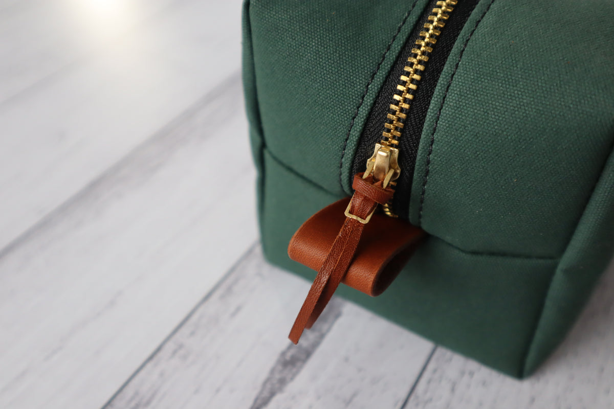 Leather and Canvas Toiletries Bag - Navy – Andrew Reeson Leather