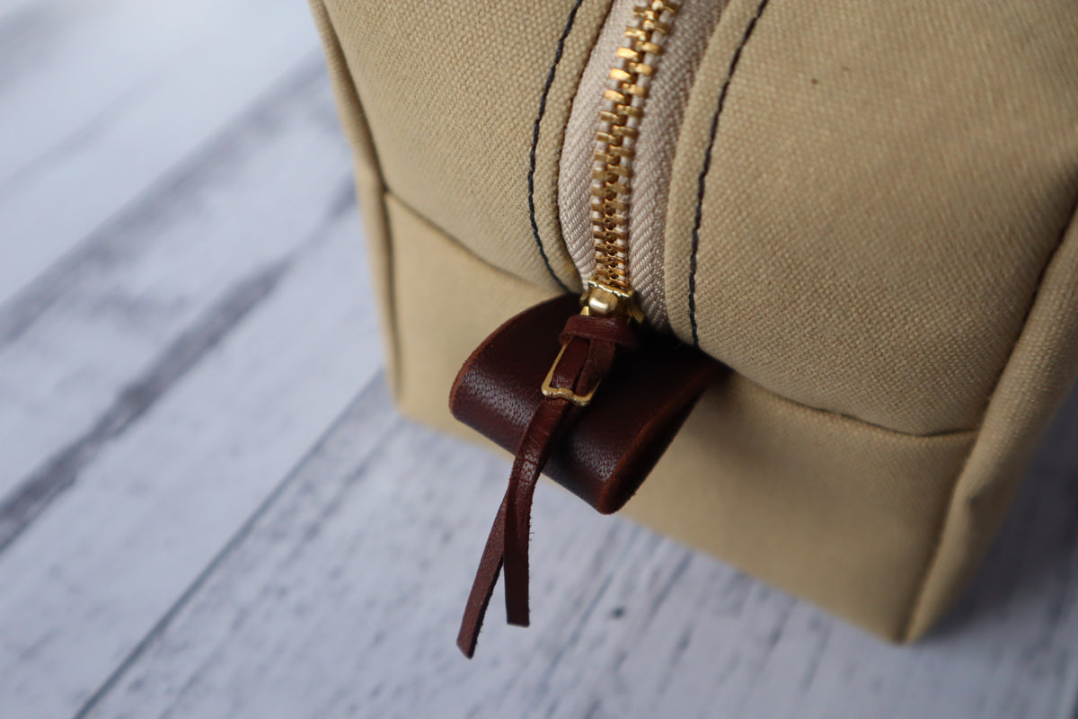 Leather and Canvas Toiletries Bag - Sand – Andrew Reeson Leather