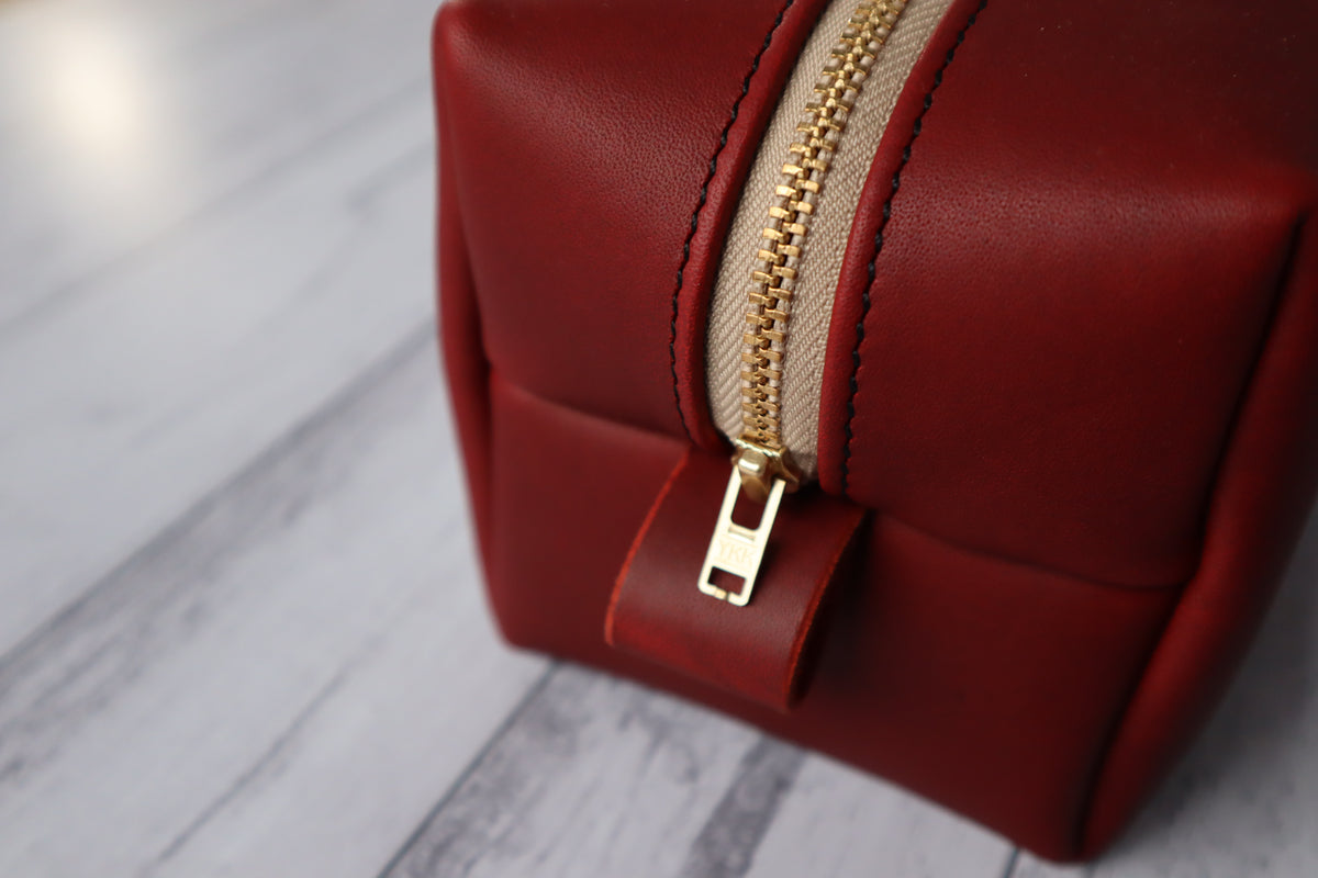 Leather Toiletries Bag - Cherry – Andrew Reeson Leather