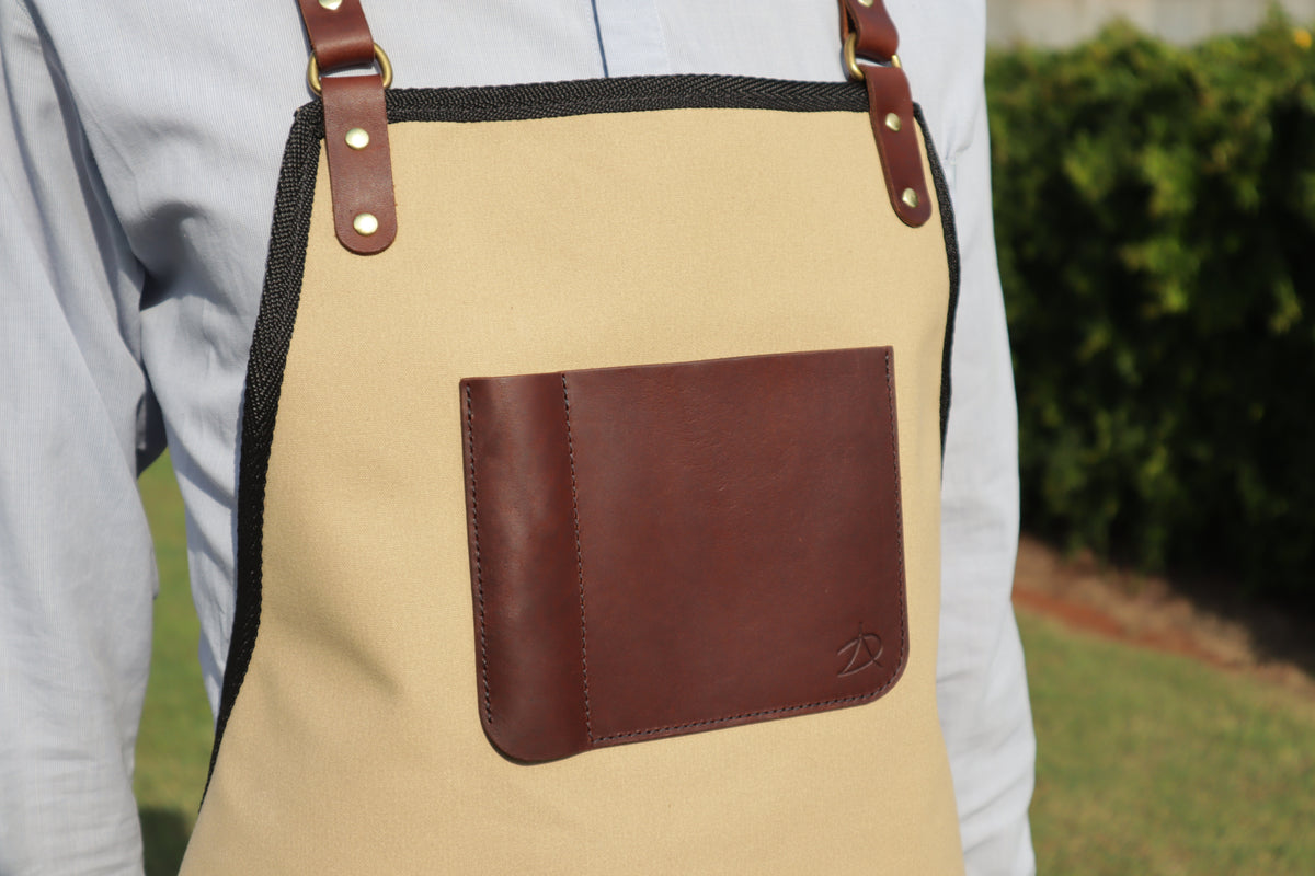 Canvas Apron - Sand and Golden Brown – Andrew Reeson Leather