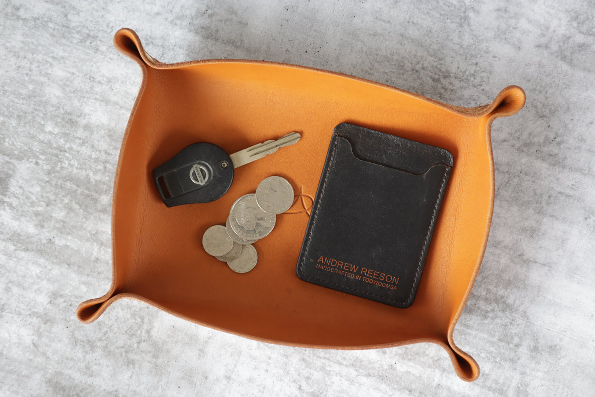 Valet Tray - Bovine Leather - Amber – Andrew Reeson Leather